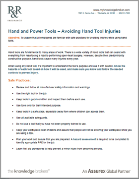 Hand and Power Tools - Avoiding Tool Injuries